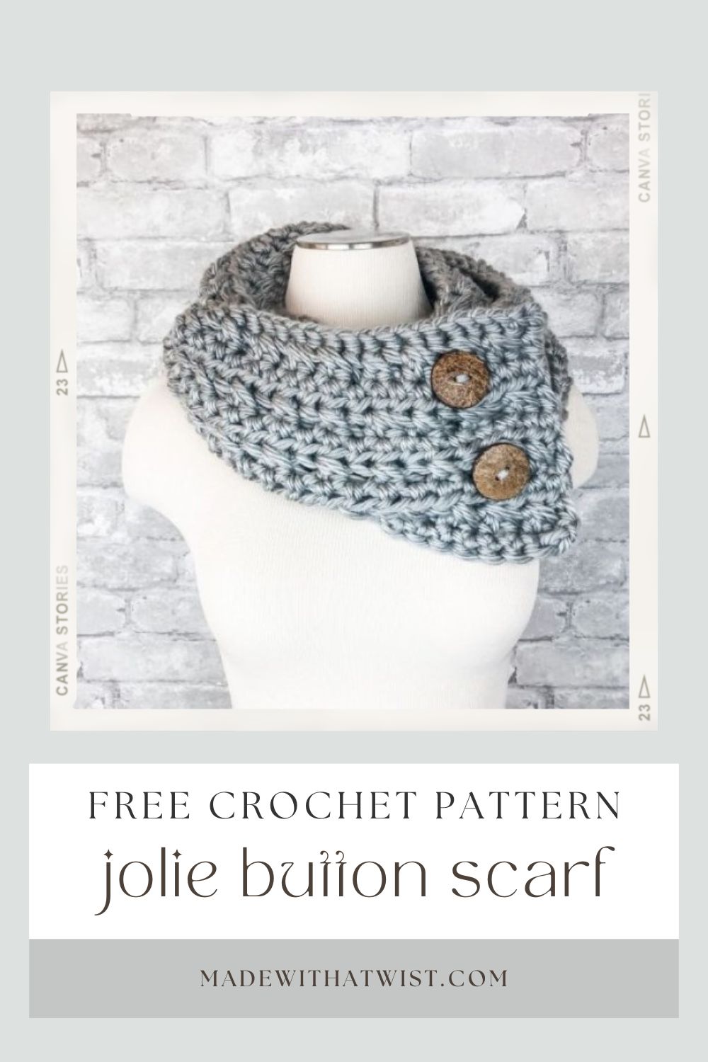 Jolie Chunky Button Scarf - Free Crochet Pattern and PDF Download